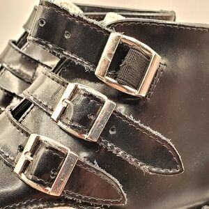 T.U.K | Shoes | Buckle Creeper Boots Black White Leather Tuk Nib | Poshmark